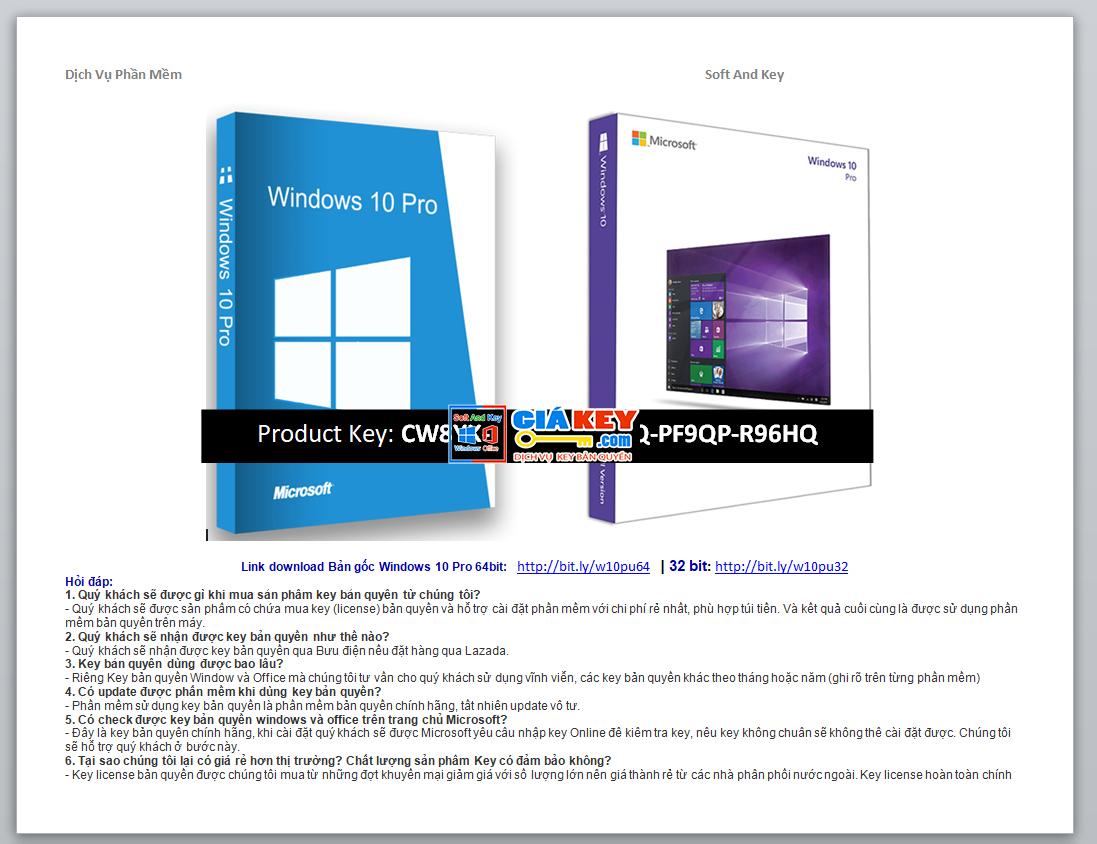 Bán Windows 10 Pro - Digital Key giá rẻ 209.000₫ | Bán Máy Tính